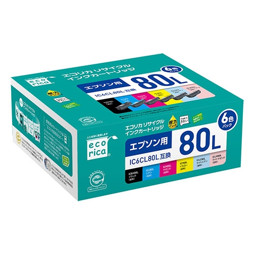 【スマートオフィス】リサイクルインク ECH-E80L-6P 6色パック エコリカ