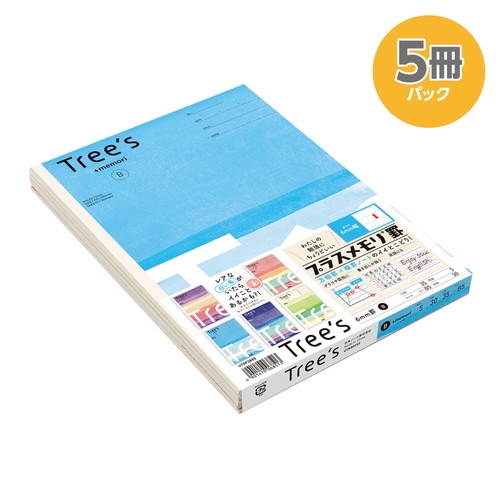 【スマートオフィス】Trees B5 PメモリB罫30枚5冊束 UTRB02X5 日本ノート