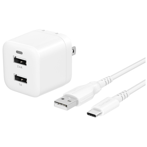 【スマートオフィス】17W AC充電器A×2ポート A-Cケーブル付1.5m オウルテック