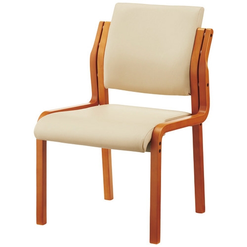 【スマートオフィス】会議イス WF-C5LN BE ベージュ肘無 木製 ジョインテックス