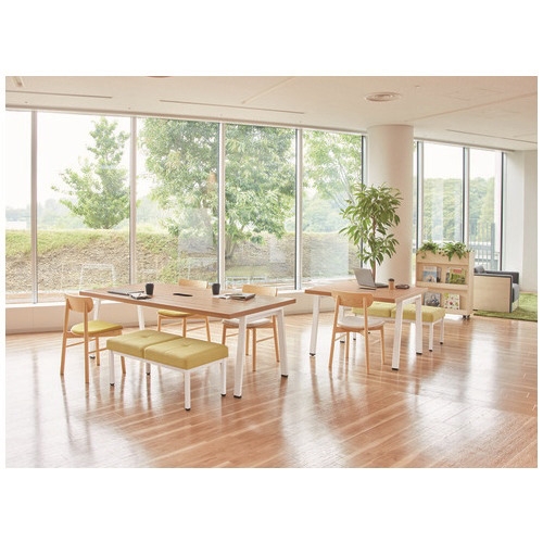 【スマートオフィス】カフェワークスデスクW1000ロー ホワイト脚 CafeWorks