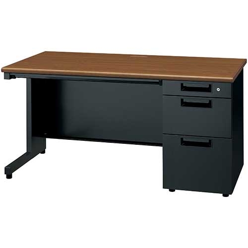 【スマートオフィス】片袖机 JS-147D-3 T2/TBK ミディアムW/TBK プラス